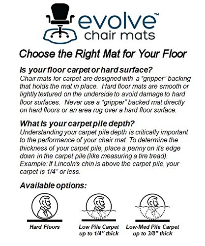 Evolve Modern Shape 42"x 56" Clear Office Chair Mat with Lip for Low and Medium Pile Carpet, Made in The USA by Dimex, C5D5001J