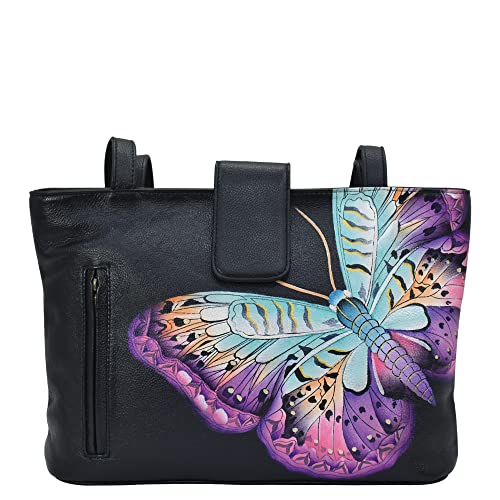 Anna by Anuschka Medium Tote, Magical Wings Black