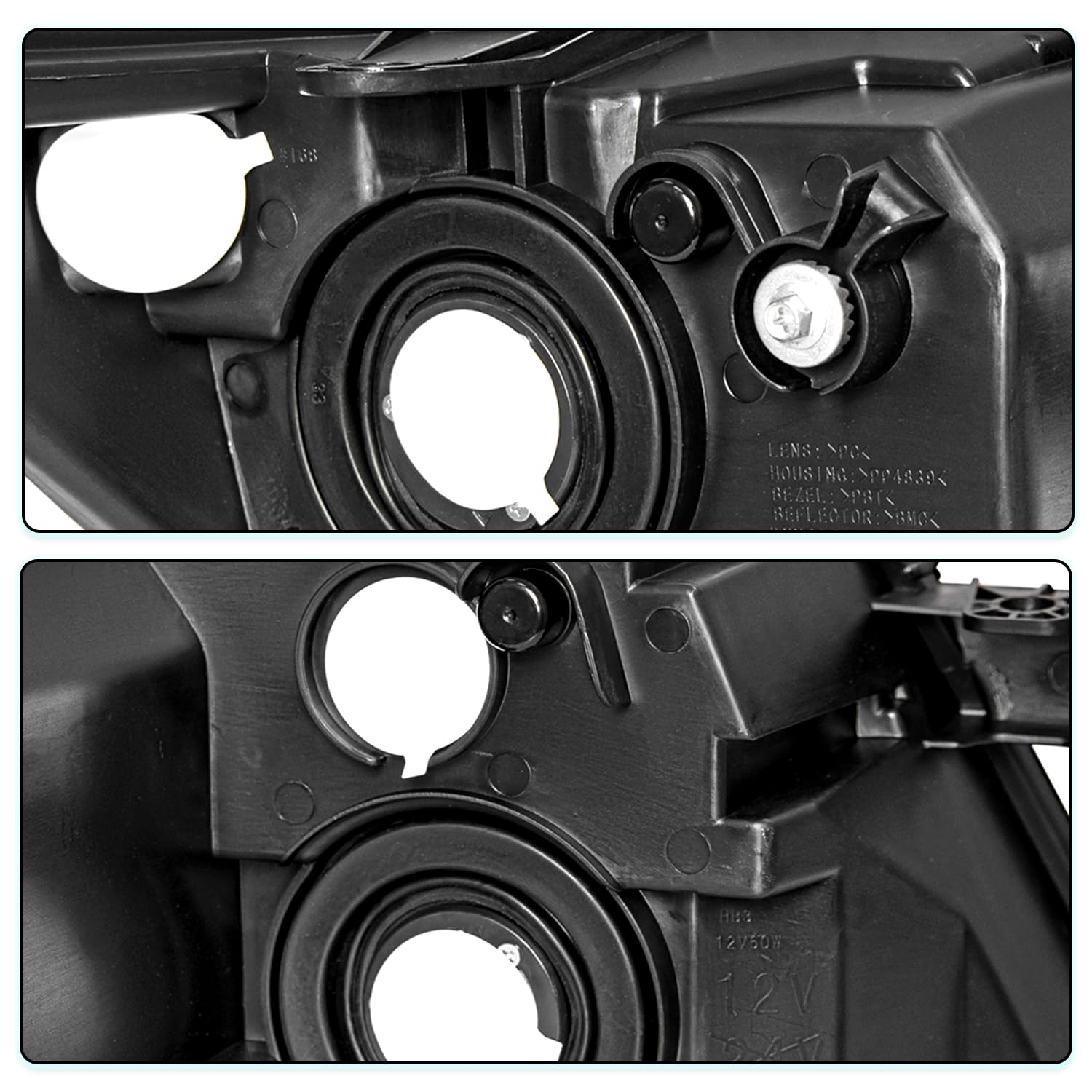 TUSDAR Headlight Assembly Set for 09-20 Dodge Journey Driver and Passenger Side Black Housing Clearr Reflector Bulbs Included