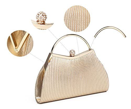 MUDUO Clutch Purses for Women Purses and Handbags Formal Wedding Party Prom Purse Money Bags (Champagne-MI)