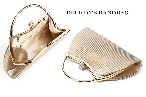 MUDUO Clutch Purses for Women Purses and Handbags Formal Wedding Party Prom Purse Money Bags (Champagne-MI)