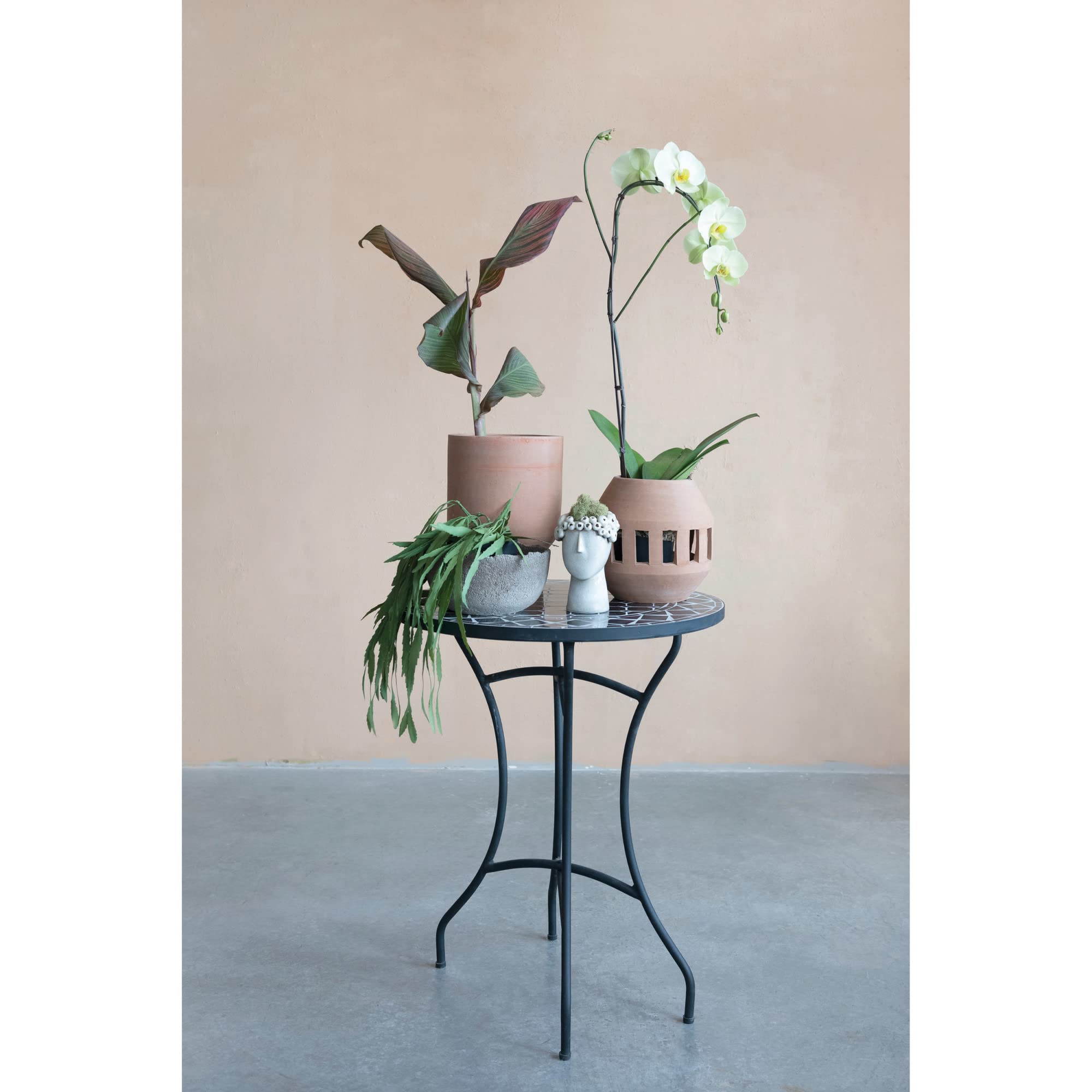 Creative Co-Op Metal Indoor/Outdoor Mosaic Top Accent Table, 24" L x 24" W x 28" H, Black
