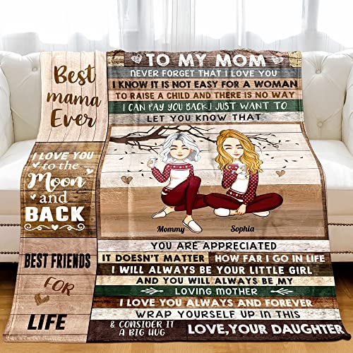 KERAOO to My Mom Gift from Daughter, Custom Birthday Blanket Gift for Mom, Best Mama Ever Gift, Christmas for Mom, Mother, Mama