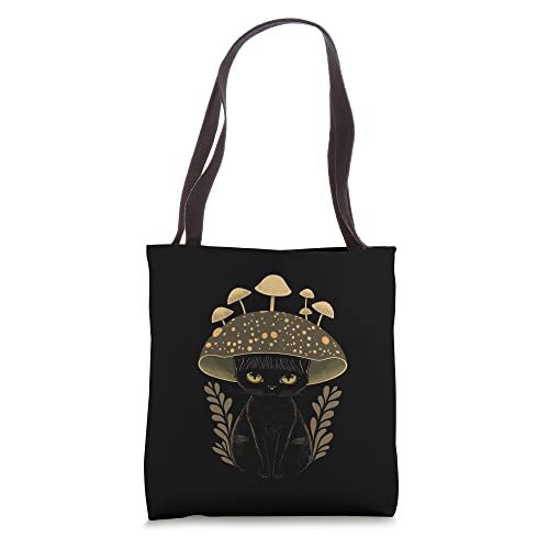 Cute Cottagecore Aesthetic Cat Mushroom Women Kids Tote Bag