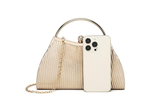 MUDUO Clutch Purses for Women Purses and Handbags Formal Wedding Party Prom Purse Money Bags (Champagne-MI)