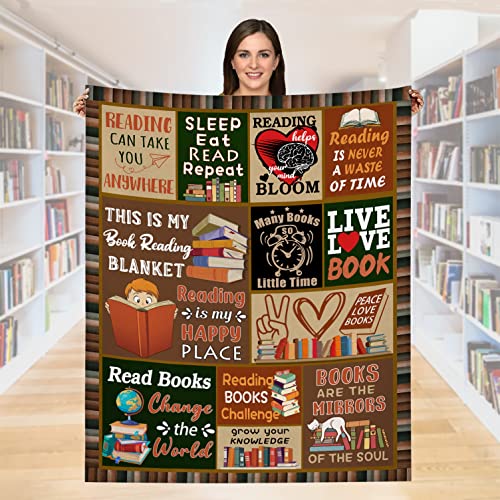 Book Lovers Gifts, Good Gifts for Book Lovers Book Reading Librarian Gifts Book Blanket 50"x60", Gifts for People Who Like to Read Book Club Gifts for Women