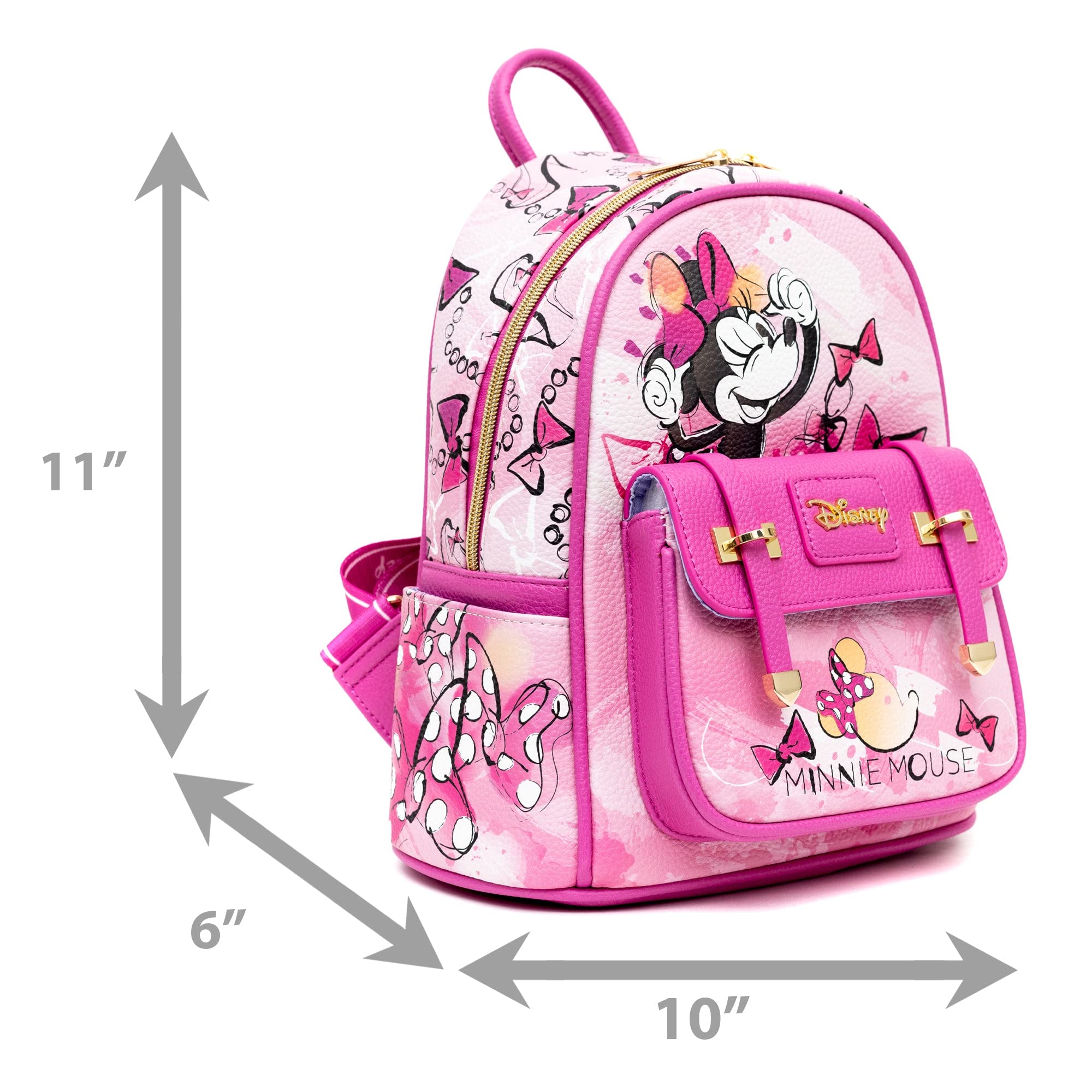 Wondapop Disney Minnie Mouse 11" Vegan Leather Fashion Mini Backpack