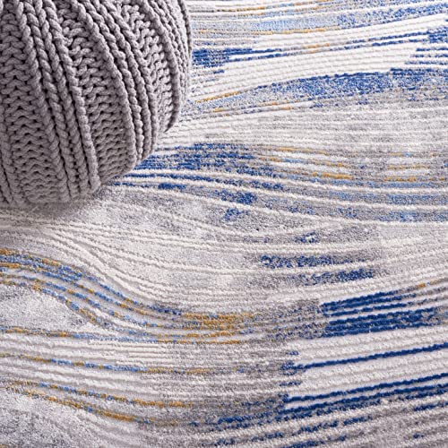 Safavieh Palma Collection 4'5" x 6'5" Beige/Blue PAM316A Modern Contemporary Abstract Non-Shedding Area Rug