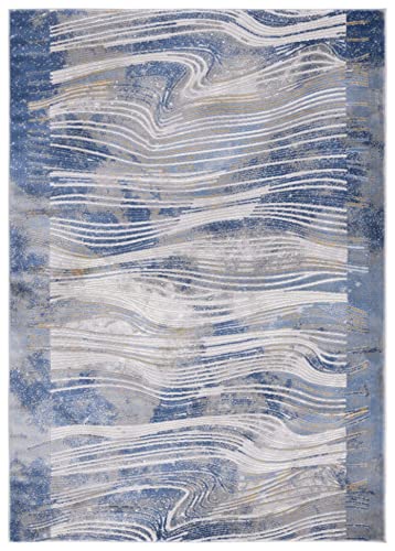 Safavieh Palma Collection 4'5" x 6'5" Beige/Blue PAM316A Modern Contemporary Abstract Non-Shedding Area Rug