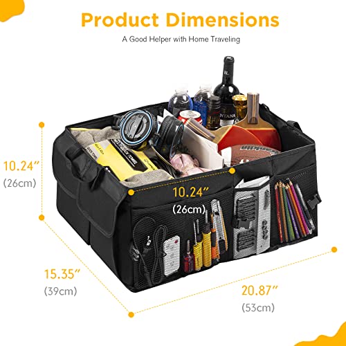 JNCHOICE Trunk Organizer for Car, Collapsible Car Organizer Multi-Compartment Car Storage for SUV, Truck & Car Accessories for Backseat -Black