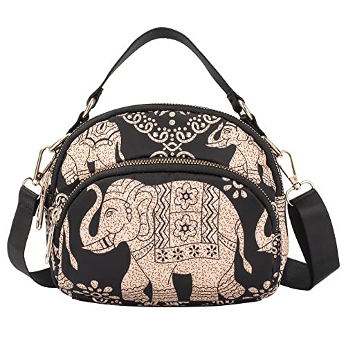 Katloo Small Crossbody Cell Phone Purse for Women Nylon Satchel Wallet Designer Handbags Tote Bag with Top Handle/Detachable Shoulder Strap (Black)