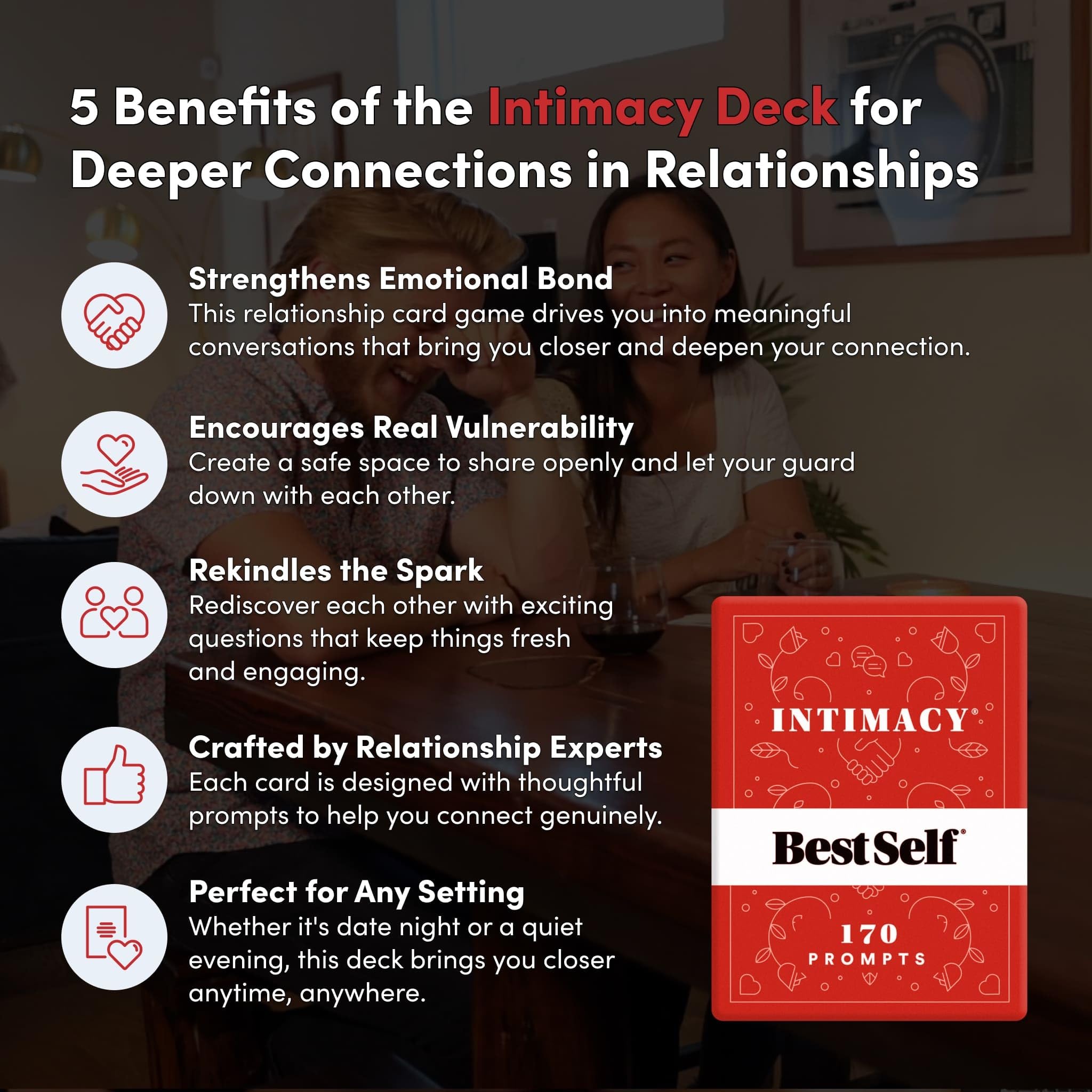 Couples Game Deck by BestSelf ― 150 Engaging Conversation Starters for Couples to Strengthen Their Relationship, Romance, Trust & Openness ― Best Couples Gifts and Couple Game