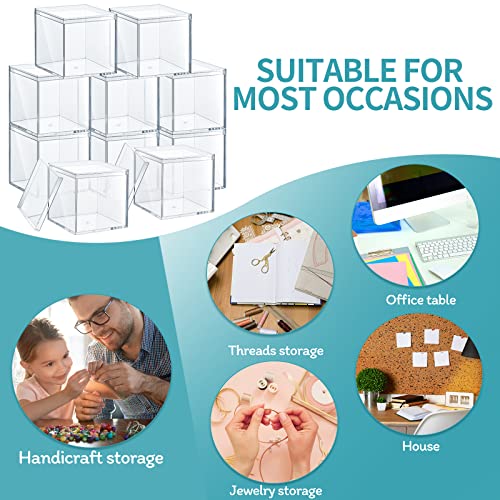 Yulejo 30 Pieces Clear Acrylic Box with Lid Plastic Clear Acrylic Square Cube Acrylic Display Boxes for Storage Organizer Acrylic Stackable Containers 3.3 x 3.3 x 3.3 Inch for Candy Pill Tiny Jewelry