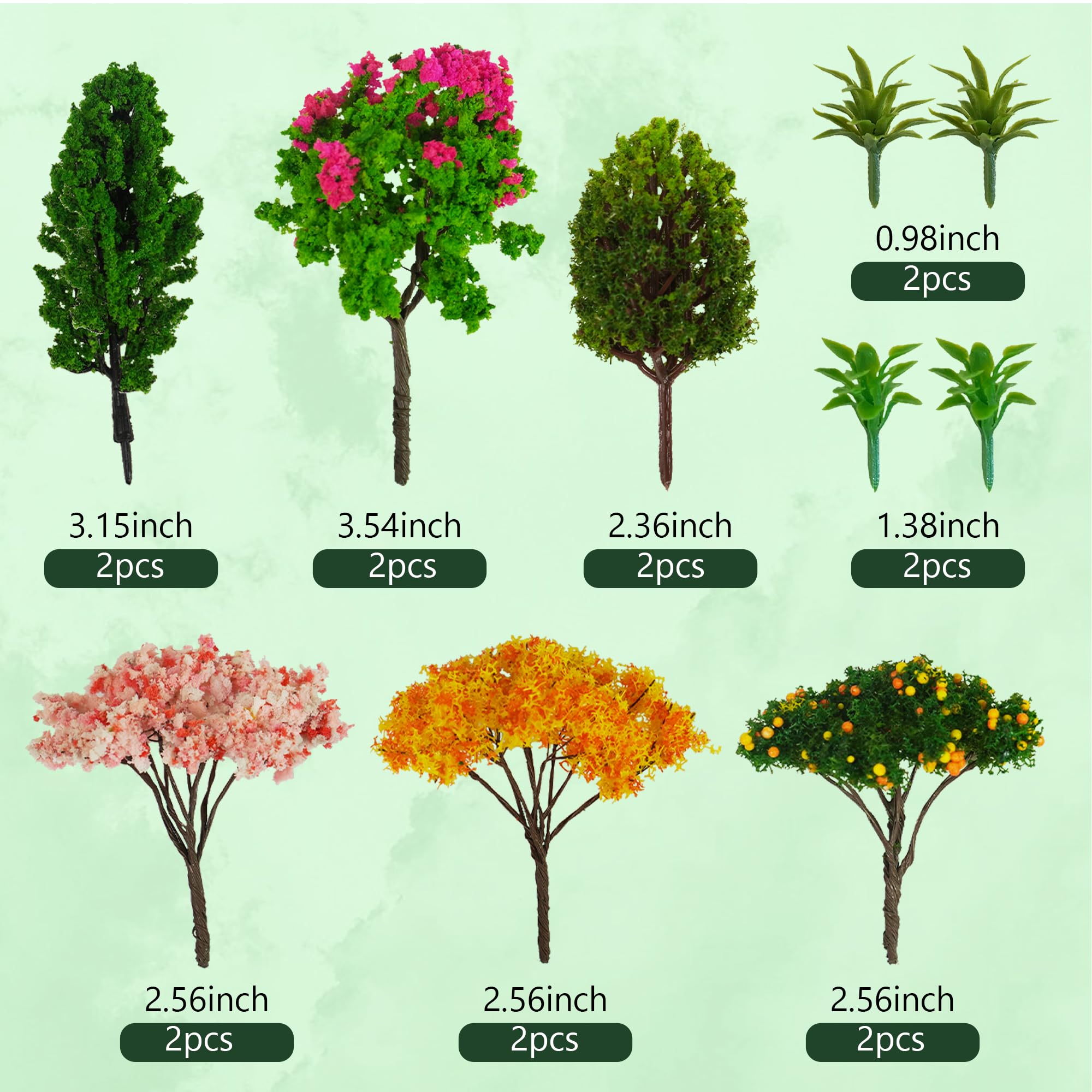 16 Pcs Miniature Fairy Garden Tree Plant Ornamentm, Mixed Model Trees 1-3 Inches, Miniature Dollhouse Pots Decor Moss Bonsai Micro Landscape DIY Craft Garden Ornament