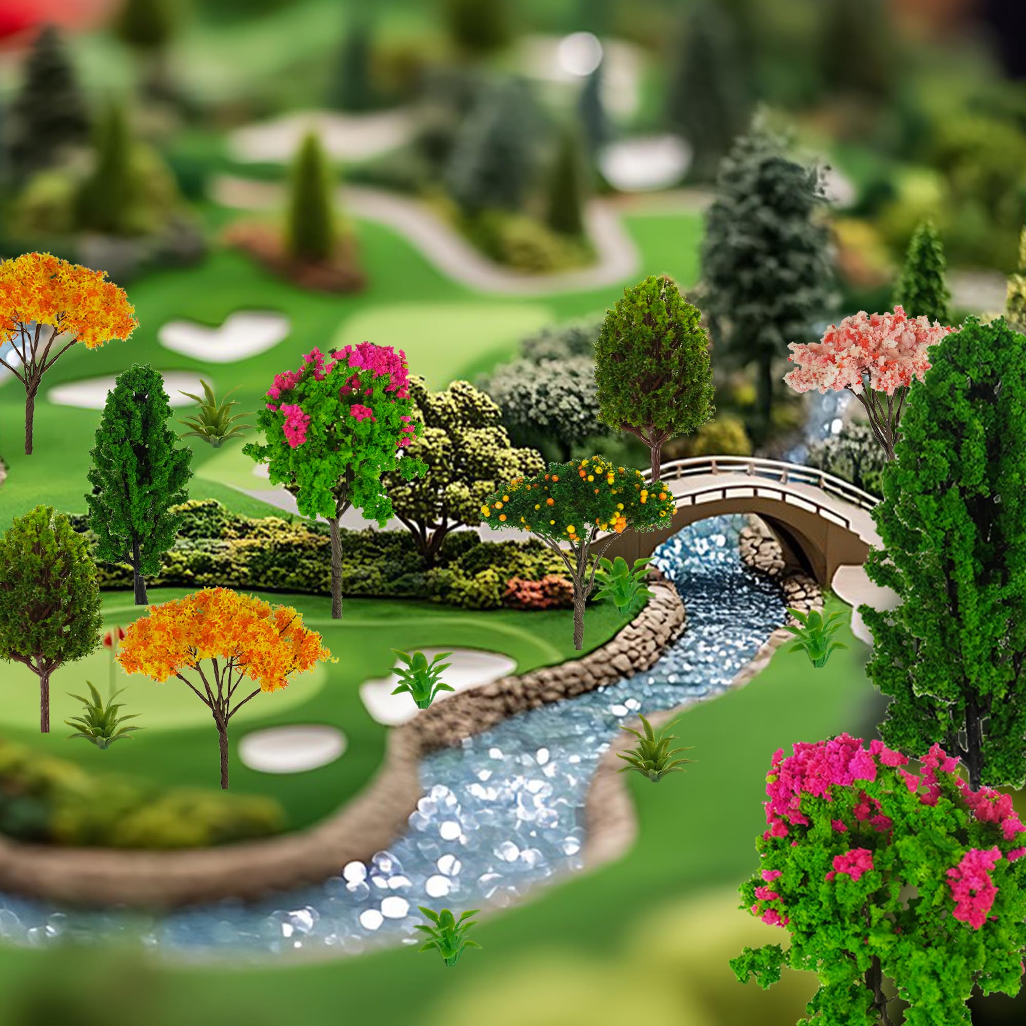 16 Pcs Miniature Fairy Garden Tree Plant Ornamentm, Mixed Model Trees 1-3 Inches, Miniature Dollhouse Pots Decor Moss Bonsai Micro Landscape DIY Craft Garden Ornament
