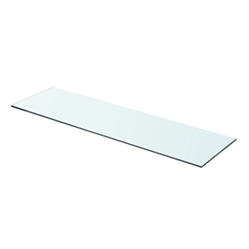 GOLINPEILO Tempered Glass Shelf Panel Glass Clear, Floating Glass Shelves, 0.3" Thick Wall Mount Glass Support Plate for Shower Bathroom Home Office Display 27.6" x 7.9"