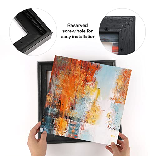 FOLKOR 12x12 Frame for Canvas Painting 0.6-0.8β Deep, 2 Pack Square Floater Frame for Canvas Prints, Floating frame for Wall Art Oil Painting Paint by Numbers Living Room Decor (Black)