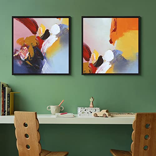 FOLKOR 12x12 Frame for Canvas Painting 0.6-0.8β Deep, 2 Pack Square Floater Frame for Canvas Prints, Floating frame for Wall Art Oil Painting Paint by Numbers Living Room Decor (Black)