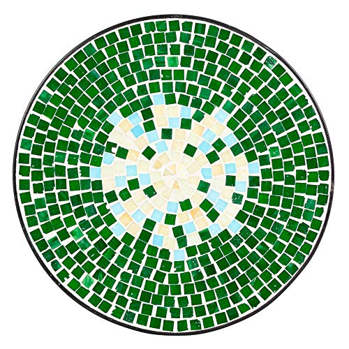 Henf Mosaic Side Table Outdoor Patio Accent Table, 14" Round Coffee Table End Table Plant Stand Decor for Porch Balcony Deck Pool