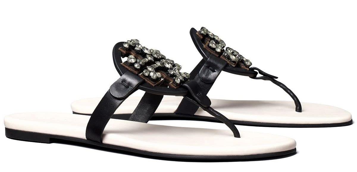 Tory Burch Women's Crystal Miller Soft Leather Sandal (us_footwear_size_system, adult, women, numeric, medium, numeric_7_point_5)