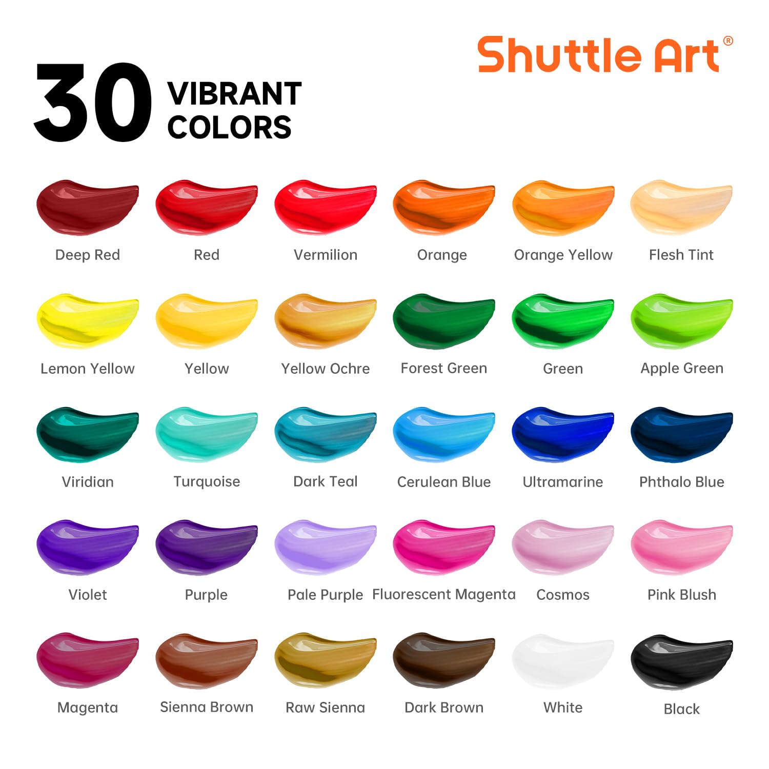 48 Pack Acrylic Paint Set, Shuttle Art 30 Colors Acrylic Paint (36ml) with 10 Brushes 5 Canvas 1 Paint Knife 1 Palette 1 Sponge, Complete Set for Kids, Adults Painting on Canvas Rocks Wood Ceramic