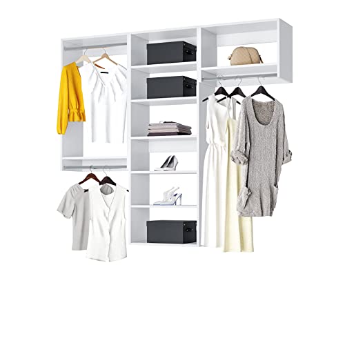 MC Modular Closets Closet Kit with Hanging Rods & Shelves - Corner Closet System - White, 79.5 inches Wide