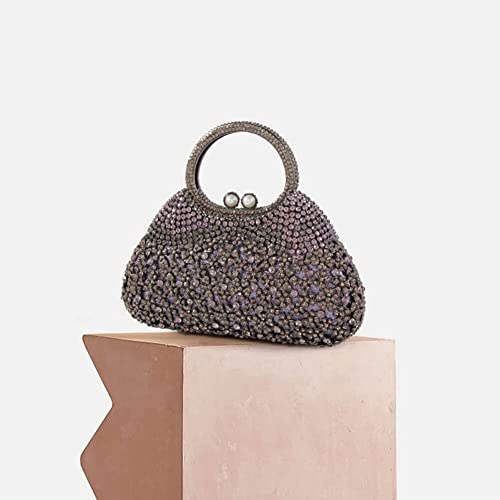 QLAZO Women's Evening Bag- Ladies Elegant Formal Evening Bag Sparkly Clutch Glittering Rhinestone Crystal Handbag and Purse (Color : Grey)