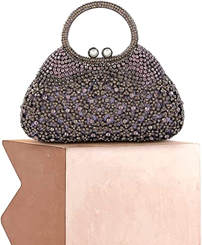 QLAZO Women's Evening Bag- Ladies Elegant Formal Evening Bag Sparkly Clutch Glittering Rhinestone Crystal Handbag and Purse (Color : Grey)