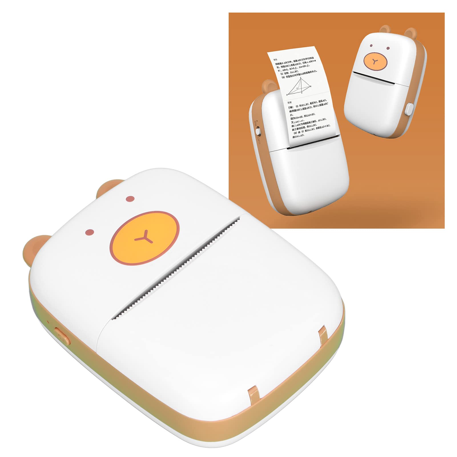 Mini Photo Printer, Cute Bear Shape Wireless Photo Printer, Portable Printer for Smartphones, Compatible with OX S, Android & Bluetooth Devices, Pocket-Size, 57 x 30mm Printing Paper