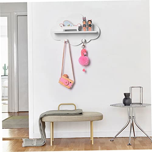 YaptheS Wood Floating Shelf, Cloud Shelves White Cloud Shape Wood Floating Shelf Coat Hanger Storage Rack Nursery Accessories, Nursery Accessories