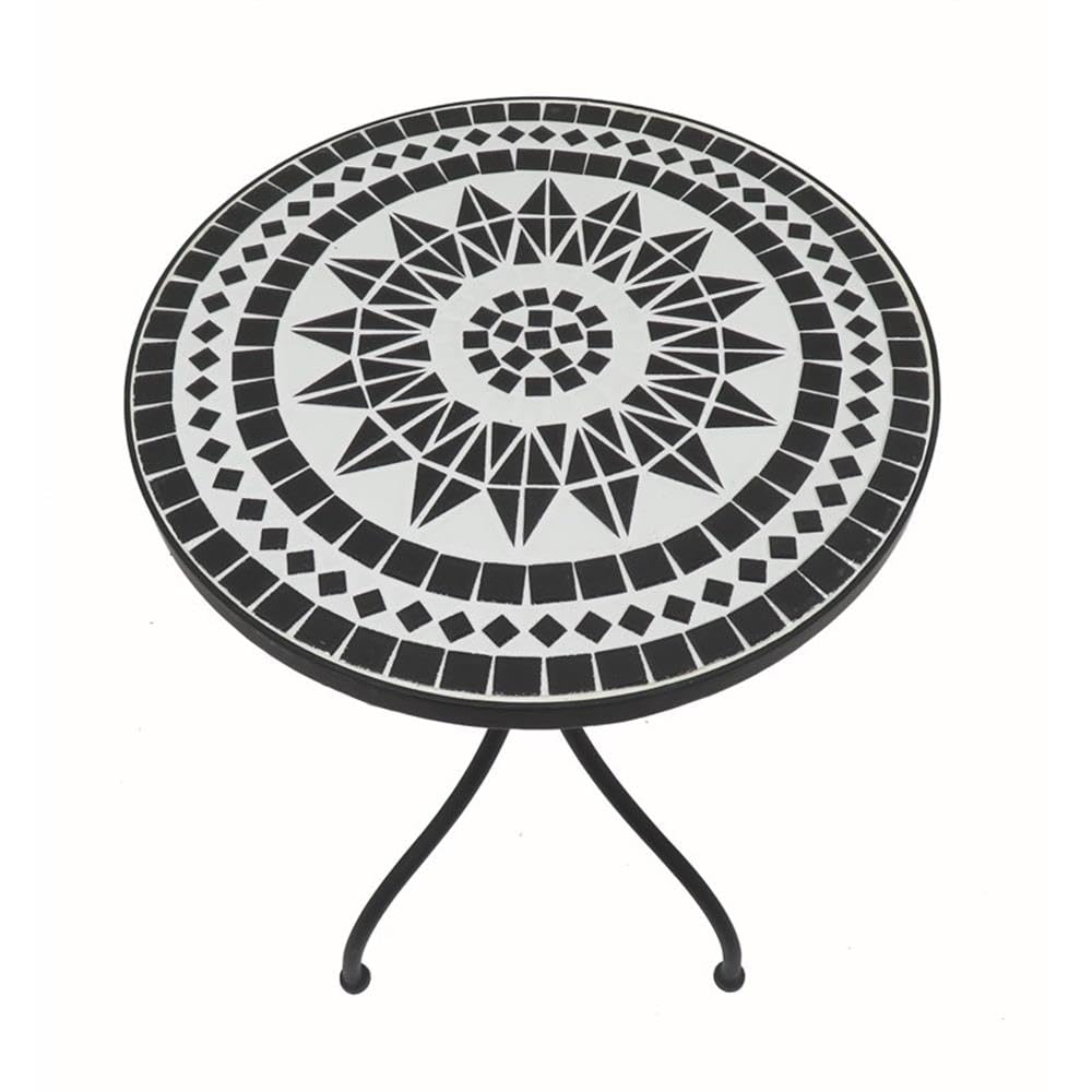 Afuera Living Contemporary Metal Mosaic Side Table in Black Finish