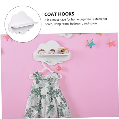 YaptheS Wood Floating Shelf, Cloud Shelves White Cloud Shape Wood Floating Shelf Coat Hanger Storage Rack Nursery Accessories, Nursery Accessories