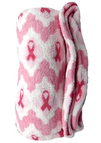 Pink Ribbon Breast Cancer Plush Throw Blanket