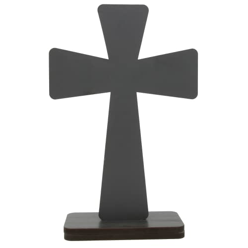 Needzo Rustic Wooden Standing Cross With Faith Center, Religious Home or Office Décor for Shelves, Tables, or Desks, 8.5 Inches x 5.5 Inches