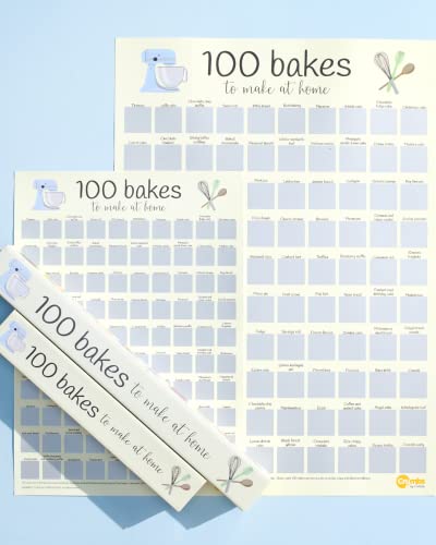100 Bakes Scratch Off Poster | Baking Bucket List | Recipe Links Included | A3