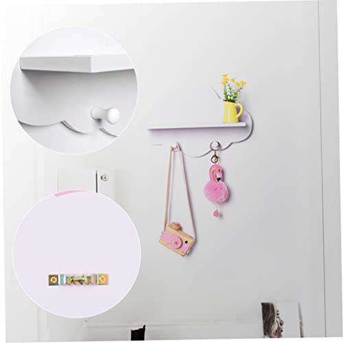 YaptheS Wood Floating Shelf, Cloud Shelves White Cloud Shape Wood Floating Shelf Coat Hanger Storage Rack Nursery Accessories, Nursery Accessories
