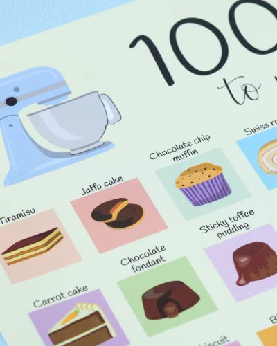 100 Bakes Scratch Off Poster | Baking Bucket List | Recipe Links Included | A3
