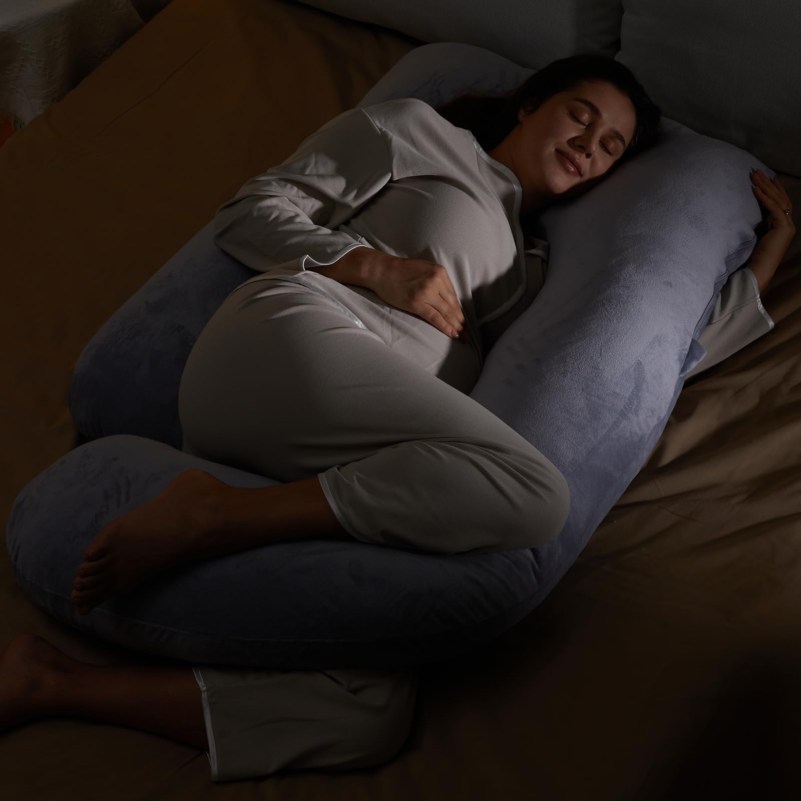 Momcozy Pregnancy Pillows, U Shaped Full Body Maternity Pillow with Removable Cover - Support for Back, Legs, Belly, Hips for Pregnant Women, 57 Inch Pregnancy Pillows for Sleeping, Grey