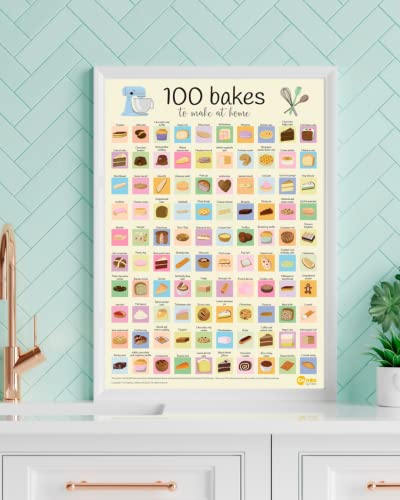 100 Bakes Scratch Off Poster | Baking Bucket List | Recipe Links Included | A3