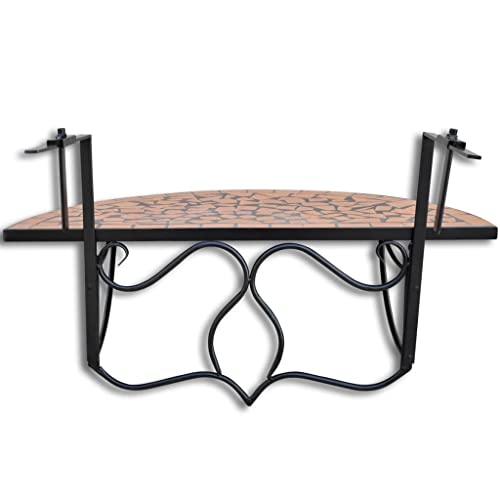 ZQQLVOO Hanging Balcony Table,Patio Table Decoration,Mosaic Table Outdoor,Mosaic Plant Stand,Garden Table,Tea Table,for Gardens,Decks,Porches and Backyards,Terracotta Mosaic