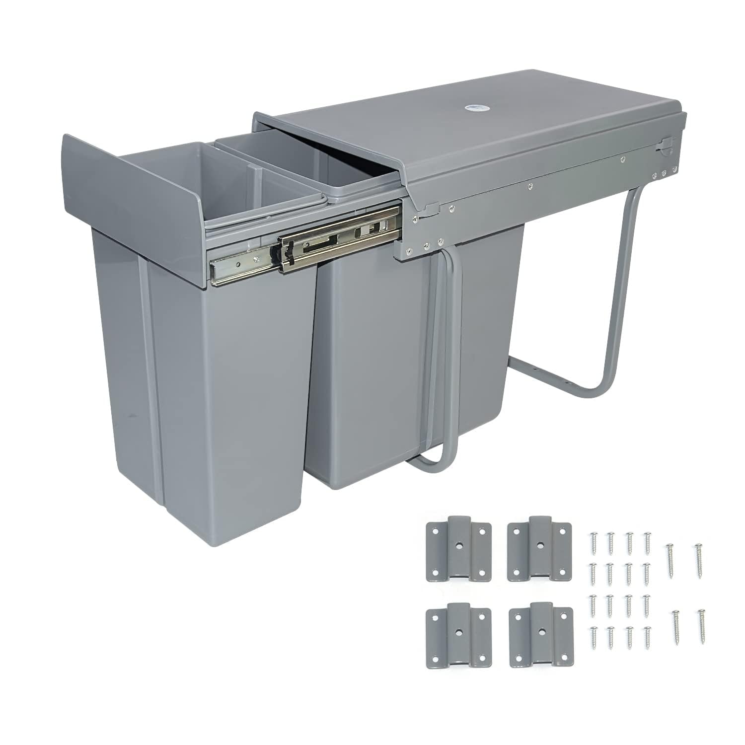 tonchean Pull Out Trash Can Under Cabinet 20 Quart + 10 Quart Under Sink Trash Can Double Sliding Trash Can Kitchen Pull Out Recycling Bin Waste Container for Garbage Classification