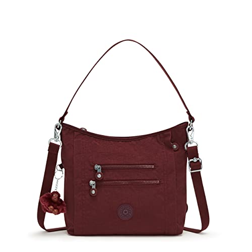 Kipling Women's Belammie Handbag, Organize Accessories, Spacious Interior, Removable Shoulder Strap, Nylon Travel Bag, Intense Maroon B