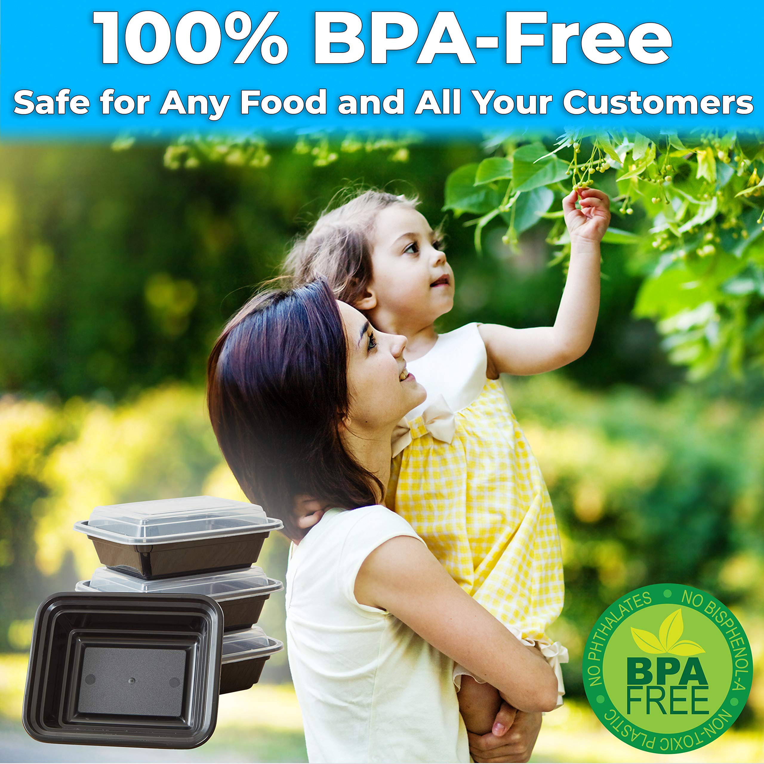 Pro Grade, BPA Free Plastic Containers with Lids, 25ct. 12oz, Leakproof, Microwavable Portion Container for To-Go Orders, Food Prep and Storage. Reusable Bento Boxes for Restaurant, Cafe and Catering