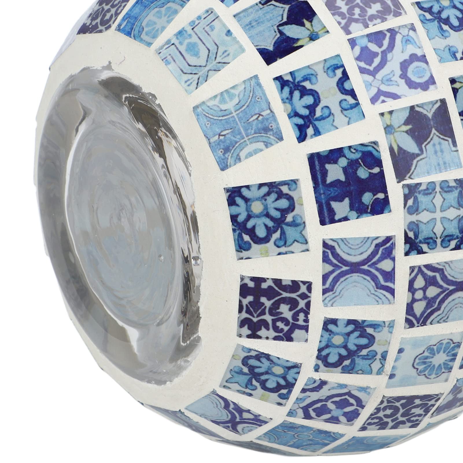 Blue and White Mosaic Candleholder, Glass Votive Candle Holders Round Bowl Tealight Holders Potted Plant Bowl Vase Candlestick Holder Table Centerpieces