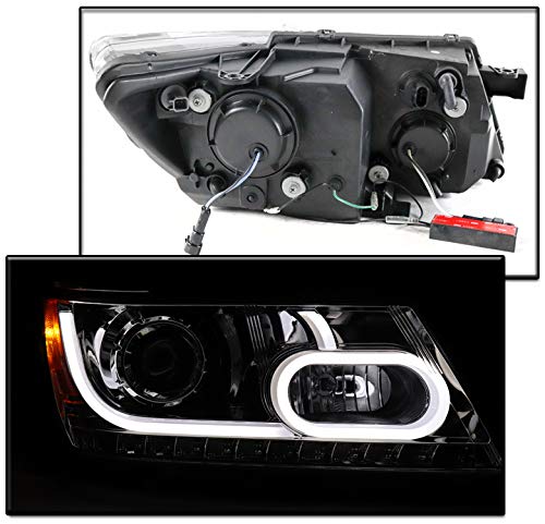 ZMAUTOPARTS For 2009-2017 Dodge Journey LED DRL Chrome Projector Headlights Headlamps with 6" White LED DRL Lights