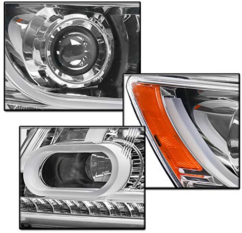 ZMAUTOPARTS For 2009-2017 Dodge Journey LED DRL Chrome Projector Headlights Headlamps with 6" White LED DRL Lights