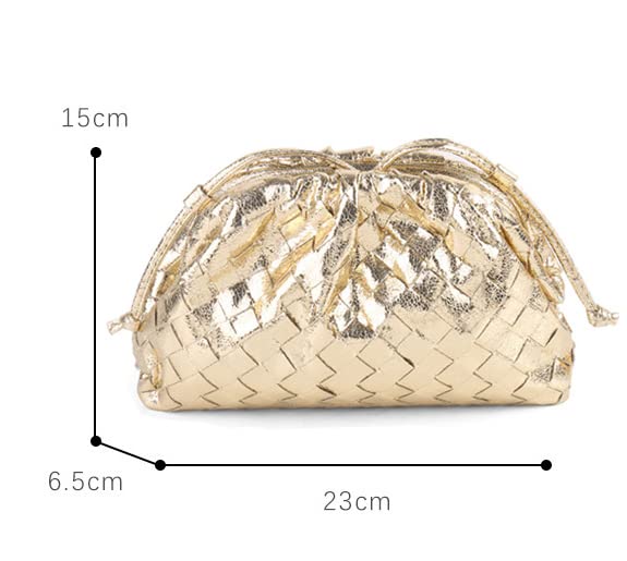 Autumnwell Women Dumpling Crossbody Bag Cloud Evening Bag Sparkly Clutch Purses Drawstring Strap Ruched Shoulder Bag-gold