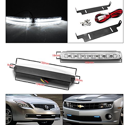 ZMAUTOPARTS For 2009-2017 Dodge Journey LED DRL Chrome Projector Headlights Headlamps with 6" White LED DRL Lights