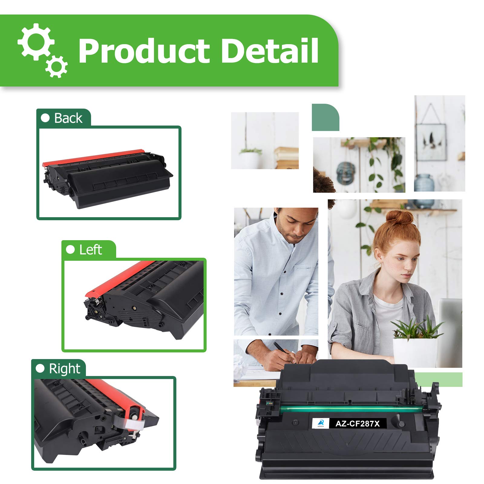 Aztech Compatible CF287X Toner Cartridge Replacement for HP 87X CF287X 87A CF287A Enterprise M506 M506dn M506n M506x Pro M501 M501dn M527 M527dn Laser Printer (Black, 4-Pack)