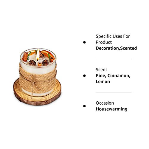 BEWEEN Scented Soy Candles for Home with Pine Cones, Lemon, Cinnamon Decoration - Long Burning Candle for Clearance, Housewarming β Makes Great Gift for Women & Men